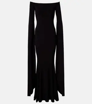 Norma Kamali Draped Off-shoulder Jersey Gown