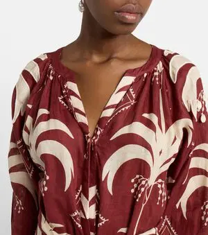 Johanna Ortiz Printed Linen Maxi Dress