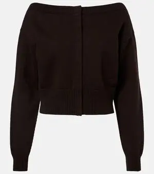 TOM FORD Off-shoulder Cashmere Cardigan - Brown