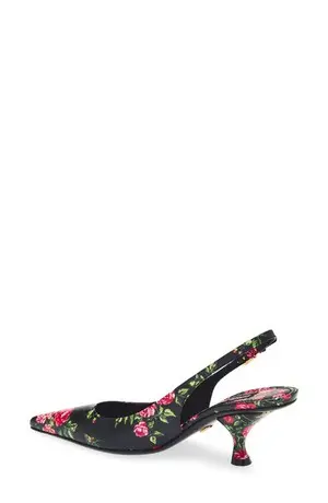 Dolce & Gabbana Lollo Rose Print Kitten Heel Slingback Pump