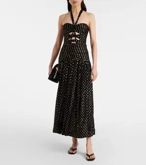 Zimmermann Daylight Halterneck Lamé Midi Dress