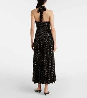 Zimmermann Daylight Halterneck Lamé Midi Dress