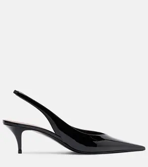 Amina Muaddi Patent Leather Slingback Pumps - Black