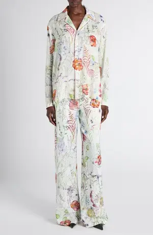 Alexander McQueen Meadow Floral Piped Pajama Shirt
