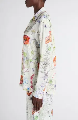 Alexander McQueen Meadow Floral Piped Pajama Shirt