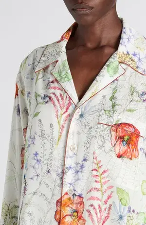 Alexander McQueen Meadow Floral Piped Pajama Shirt