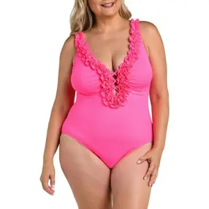 La Blanca Island Plunge One-piece Swimsuit - Bright Pink