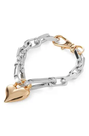 Jenny Bird Padlock Heart Chain Bracelet Two-tone