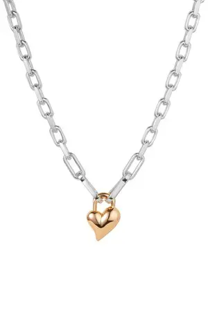 Jenny Bird Padlock Heart Pendant Necklace - Two-tone