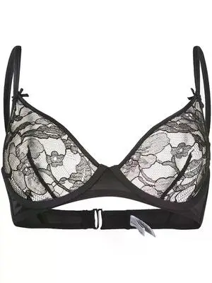 FLEUR DU MAL Magnolia Lace Unlined Demi Bra - Black
