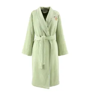 YVES DELORME Cotton-modal Orchidee Bathrobe - Green