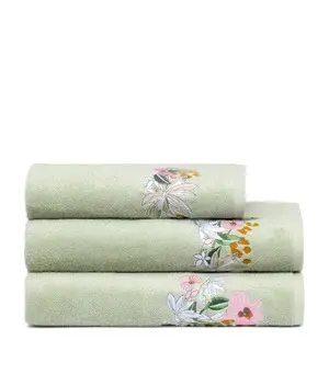 YVES DELORME Embroidered Orchidee Hand Towel - Green