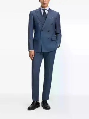 BOSS Buttoned Patterned Shirt - Blue