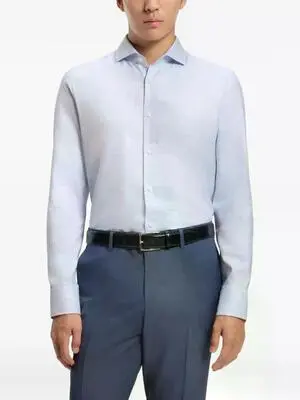 BOSS Buttoned Patterned Shirt - Blue