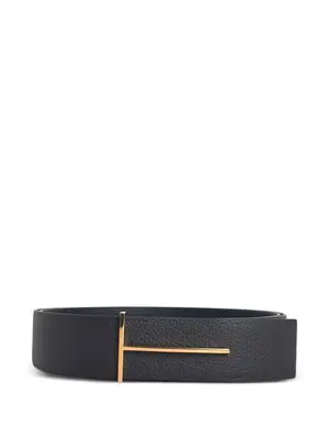 TOM FORD Leather Belt With Gold Buckle - Brown