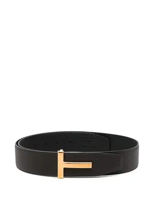 TOM FORD Leather Belt With Gold Buckle - Brown