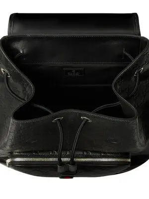 Gucci Gg Emblem Backpack - Black
