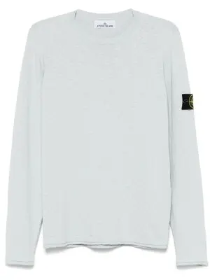 Stone Island Crew Neck Sweater With Logo - Sky Blue