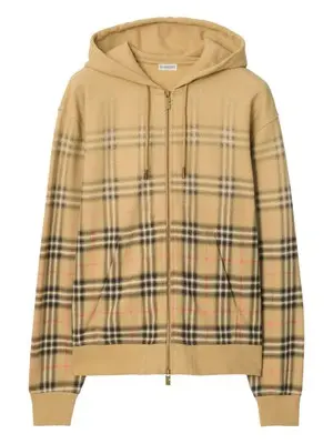 Burberry Plaid Zip-up Sweatshirt - Beige