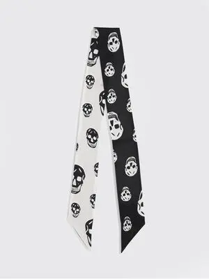 Alexander McQueen Skull Print Pure Silk Bandeau Black