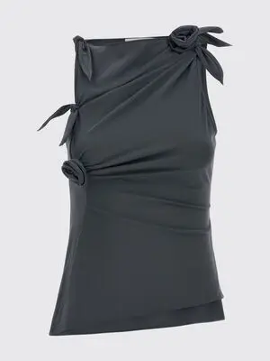 Coperni Asymmetrical Draped Top With Rose Detail - Grey