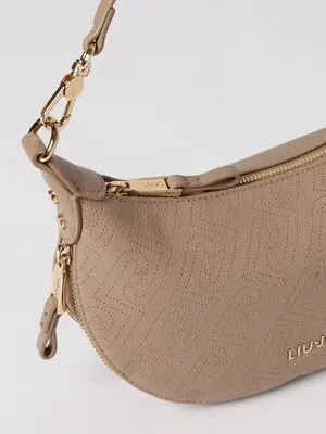 Liu Jo Leather Shoulder Bag With Gold Tone Hardware - Beige