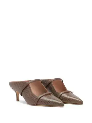 MALONE SOULIERS Maureen Embossed Kitten-heel Mules