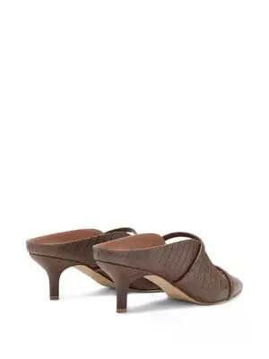 MALONE SOULIERS Maureen Embossed Kitten-heel Mules