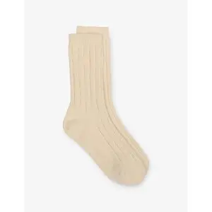 Sweaty Betty Cosy Ribbed Stretch-knit Socks - Buttermilk Beige