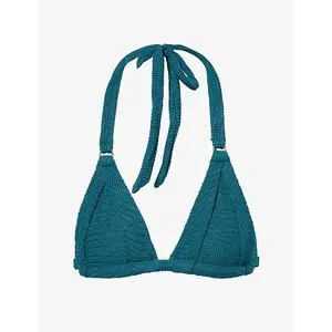 Monday Swimwear Morocco Crinkle Triangle Bikini Top - Evergreen Crinkle
