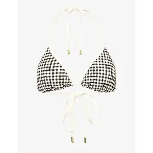 Monday Swimwear Palma Check Triangle Bikini Top - Black Gingham