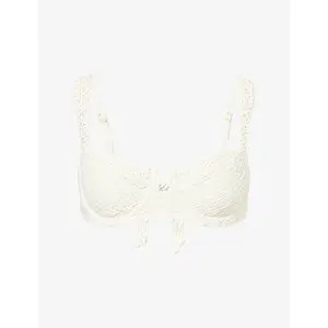 Monday Swimwear Clovelly Crinkle Balconette Bikini Top - Ivory Crochet