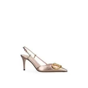 Valentino Garavani Vlogo 80 Metallic Leather Slingback Pumps - Blush