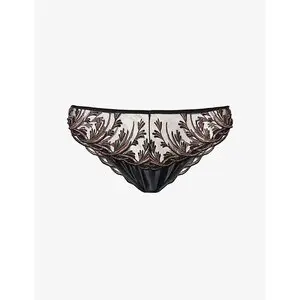 AUBADE Cosmic Romance Satin And Lace Italian Briefs - Black Star