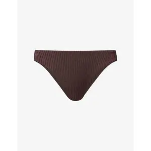 Monday Swimwear Stretch-rib Bikini Bottoms - Espresso Wide Rib