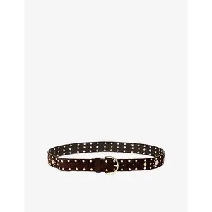 Sandro Stud-embellished Suede Belt - Brown