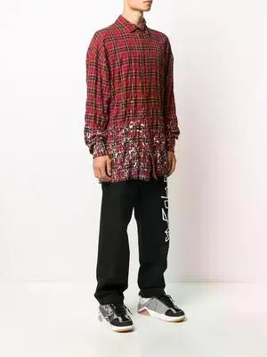 Palm Angels Paint Splatter-print Check Shirt