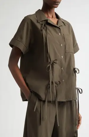 RENAISSANCE RENAISSANCE Bunny Bow Detail Cotton Camp Shirt