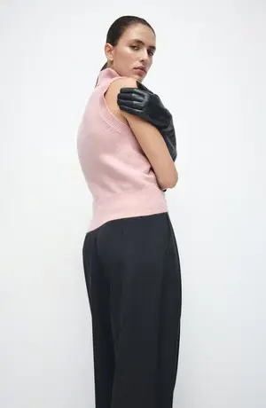 Mango Sleeveless Turtleneck Sweater - Lt-pastel Pink