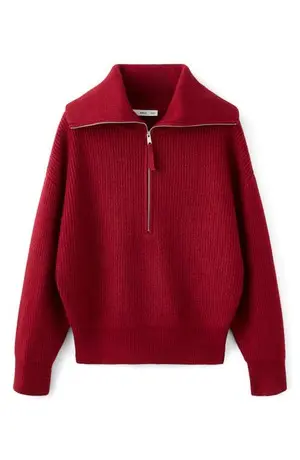 Mango Rizin Rib Half Zip Sweater