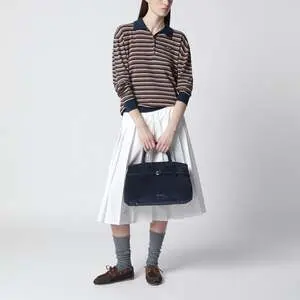 Manu Atelier Le Cambon 35 Suede Bag - Blue