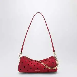Manu Atelier Mini Cylinder Bag In Perforated Suede - Red