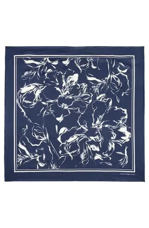 Ralph Lauren Artisitic Silk Square Scarf - Navy