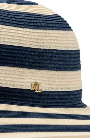 Ralph Lauren Stripe Straw Sunhat - Navy/natural