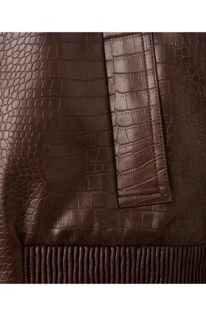Mango Crocodile Embossed Faux Leather Jacket