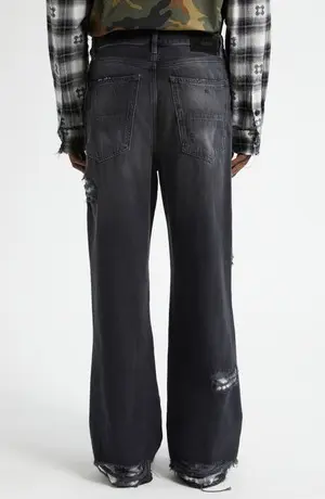 Amiri Flannel Repaired Baggy Jeans