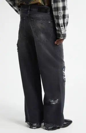 Amiri Flannel Repaired Baggy Jeans