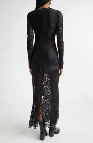 Rabanne Long Sleeve Jersey & Lace Gown - Black