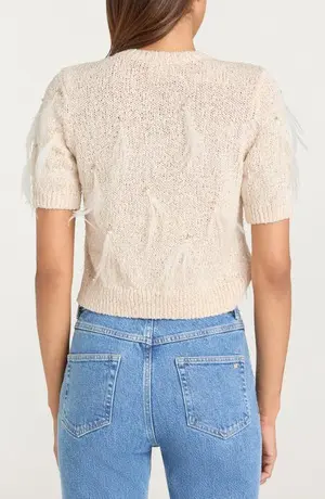 Cinq À Sept Coralie Embellished Short Sleeve Cardigan