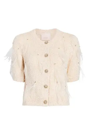 Cinq À Sept Coralie Embellished Short Sleeve Cardigan